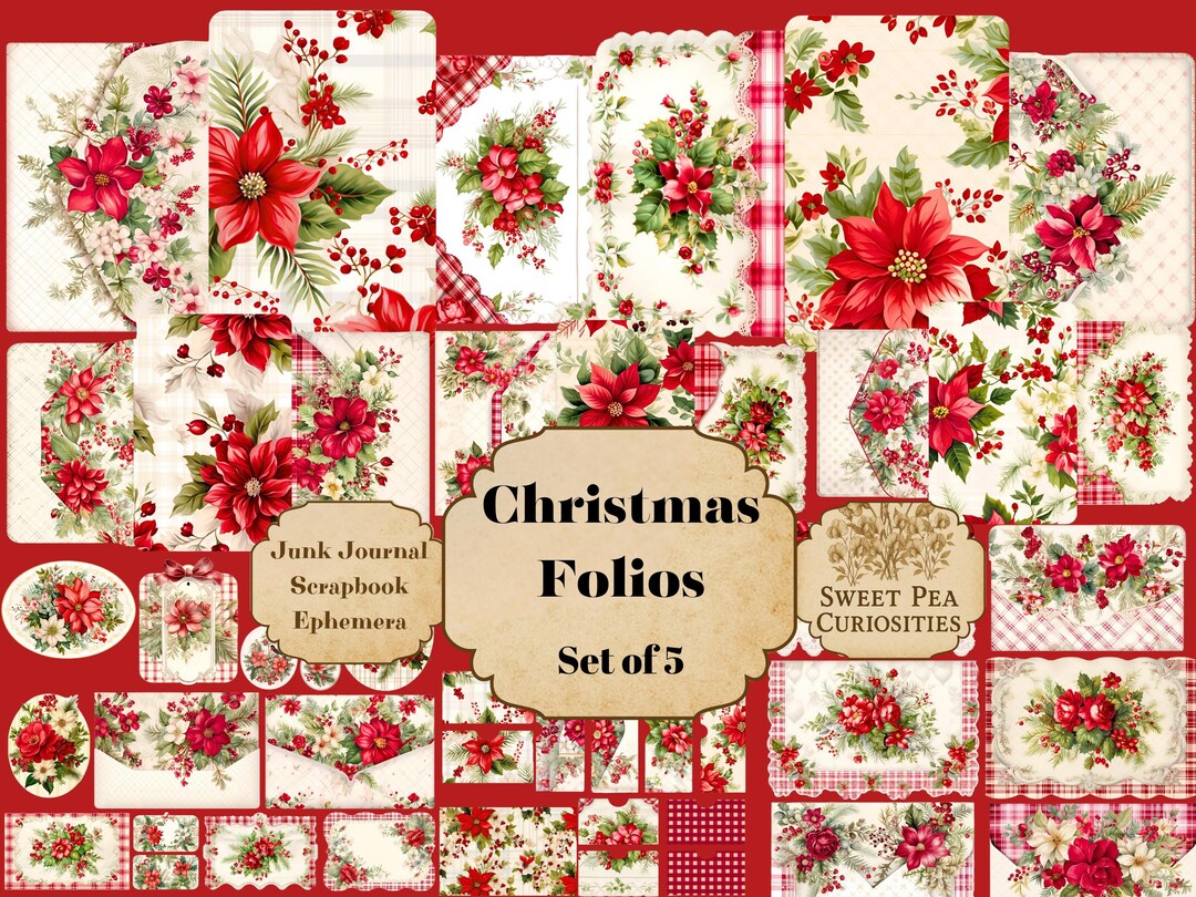 Christmas, Folios, Digital, Download, Printable, Junk Journal, Collage ...