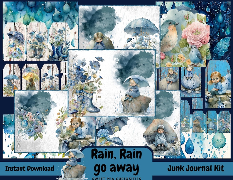 Junk Journal Printable Download Digital Rain - Etsy