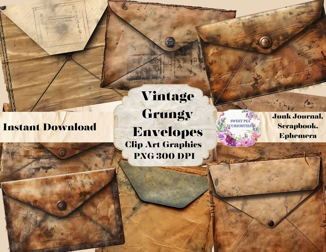Junk Journal, Printable, Envelopes, Mixed Media, Download, Digital, Junk Journal, Ephemera ...
