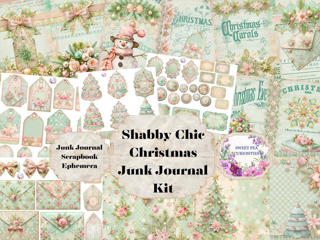 Christmas, Shabby Chic, Junk Journal, Printable, Digital Download ...