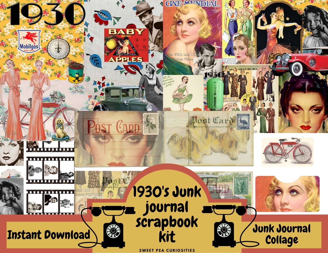 Junk Journal Kit, 1930's , Download, Printable, Digital, Ephemera ...