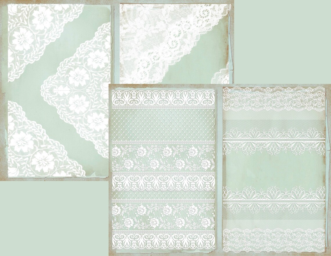 Soft Green Lace Printable Digital Download Junk Journal - Etsy