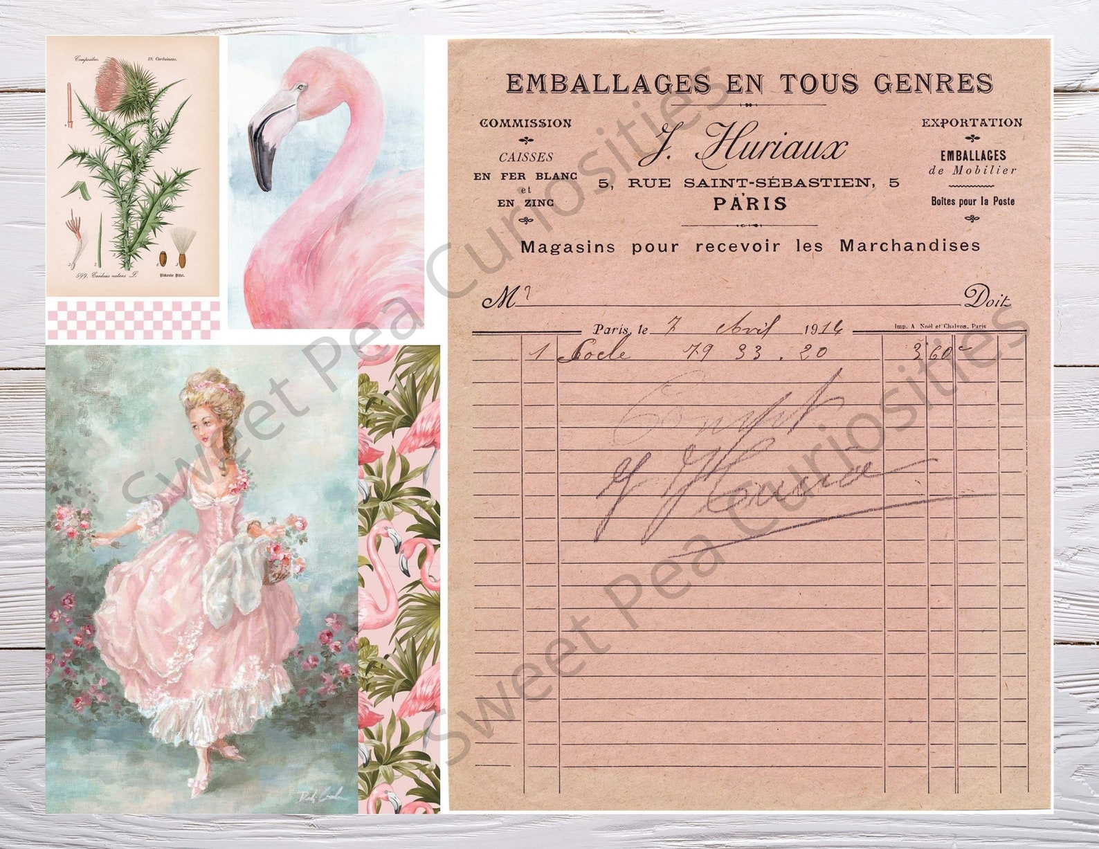 Pink Ephemera Collage Paper Junk Journal Mixed Media - Etsy