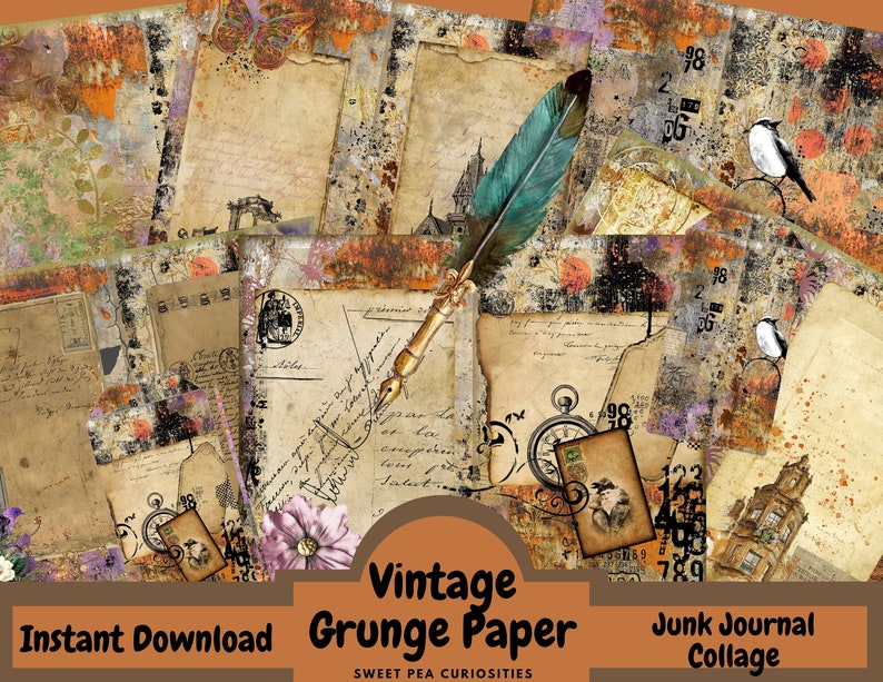 Vintage Grunge Paper Digital Download Printable Junk | Etsy