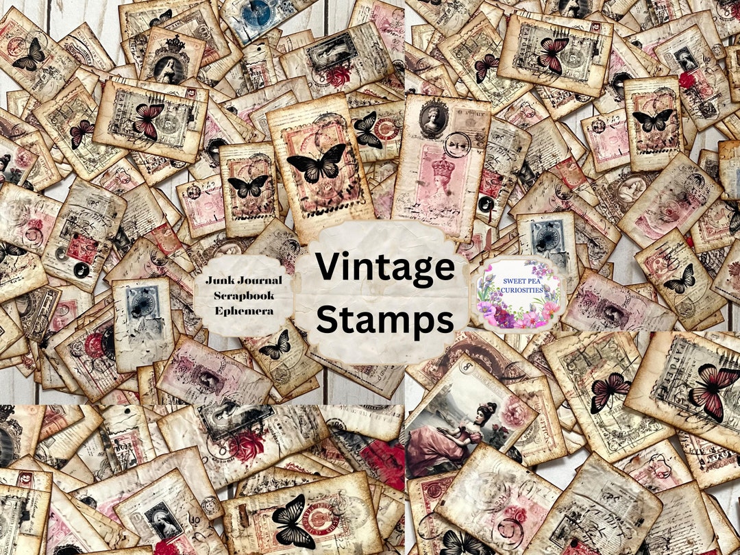 Vintage Stamps, Junk Journal, Ephemera, Kit, Printable, Digital ...