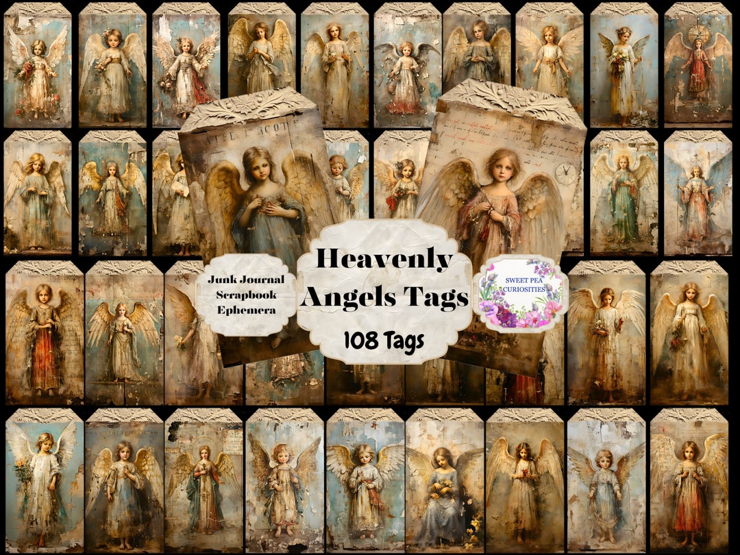 Heavenly Angel ,tags, Paper, Pockets, Grunge, Kit, Digital, Download ...
