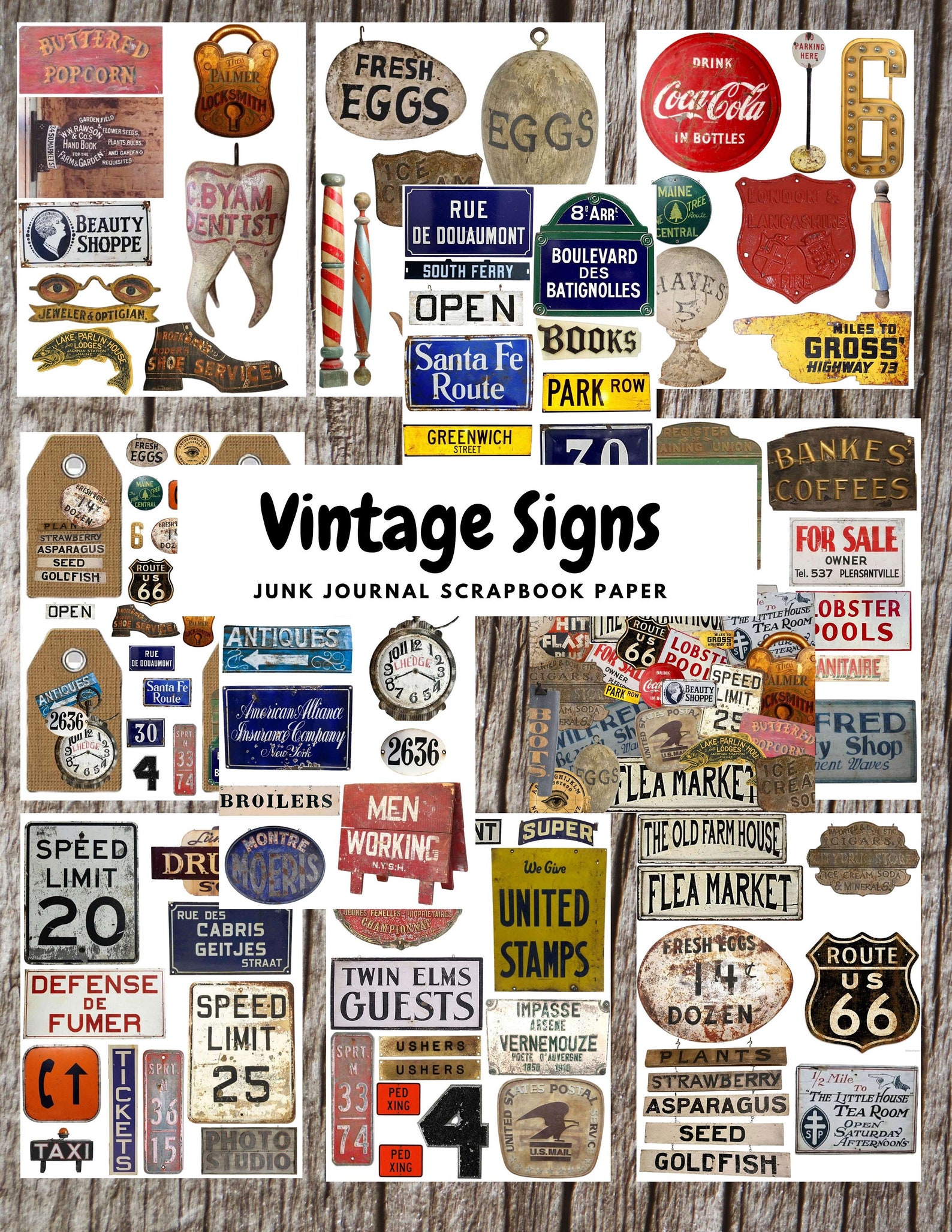 Junk Journal, Vintage Signs, Junk Journal Kit, Scrapbook, Mixed Media ...