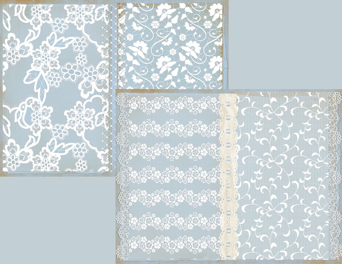 Soft Blue Lace, Printable, Digital, Download, Junk Journal, Collage ...