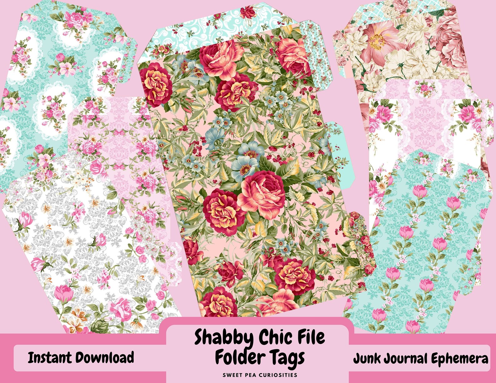 File Folder Tags Digital Download Printable Junk Journal - Etsy