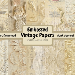 Embossed Vintage Papers, Digital, Download, Printable, Junk Journal ...