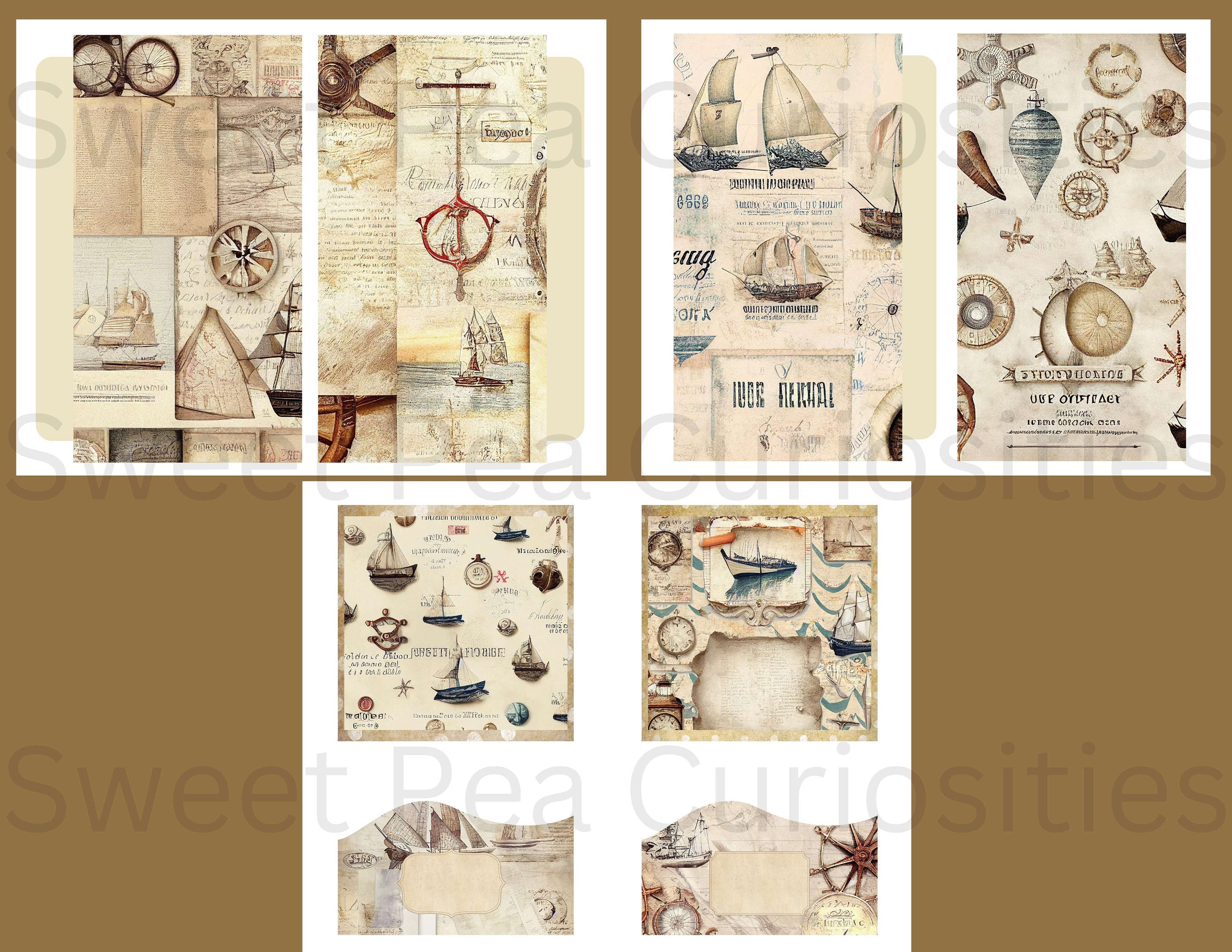 Nautical Folio, Junk Journal, Digital, Download, Printable, Ephemera ...