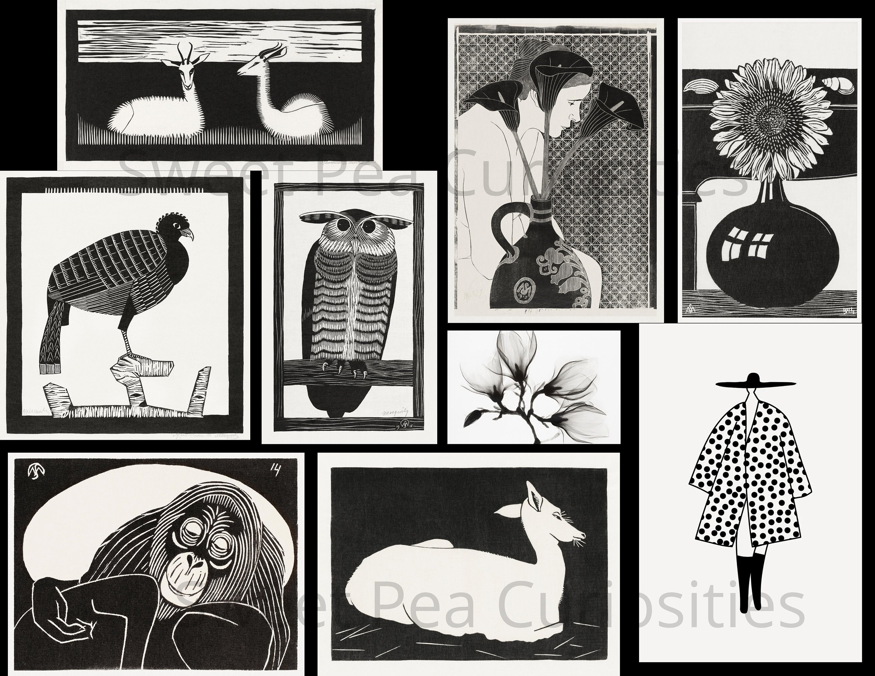 Black and White Ephemera Digital Download Printable - Etsy