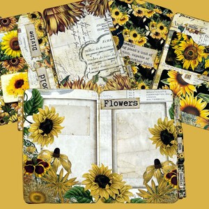 9, Sunflower,paper, File Folders, Pockets, Tags, Kit, Digital, Download ...