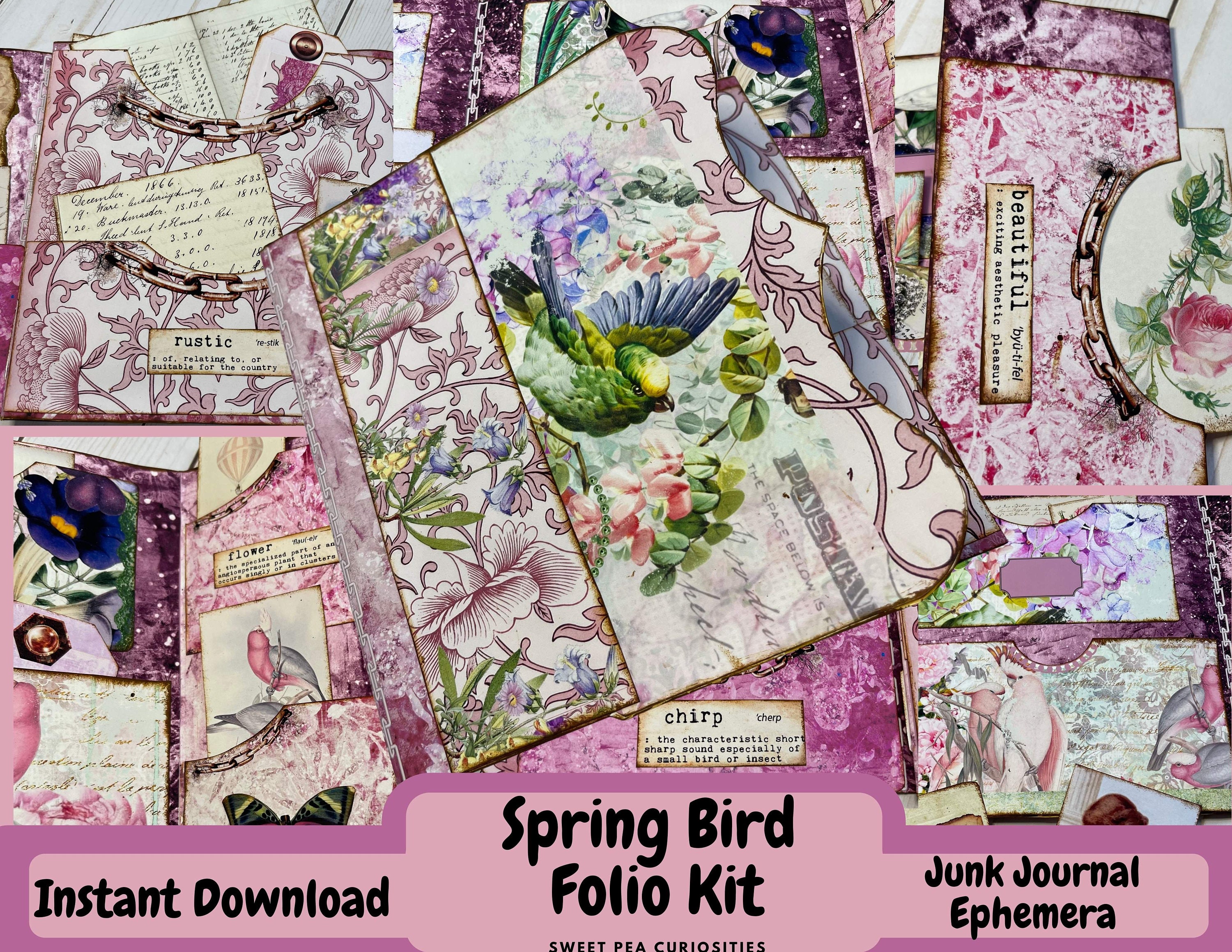 Junk Journal Spring Bird Folio Digital Download Printable - Etsy