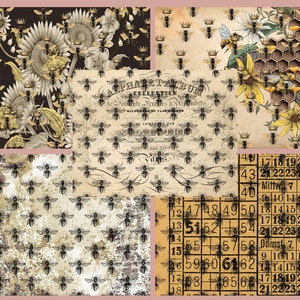 Bee, Collage, Papers, Digital, Download, Printable, Junk Journal ...