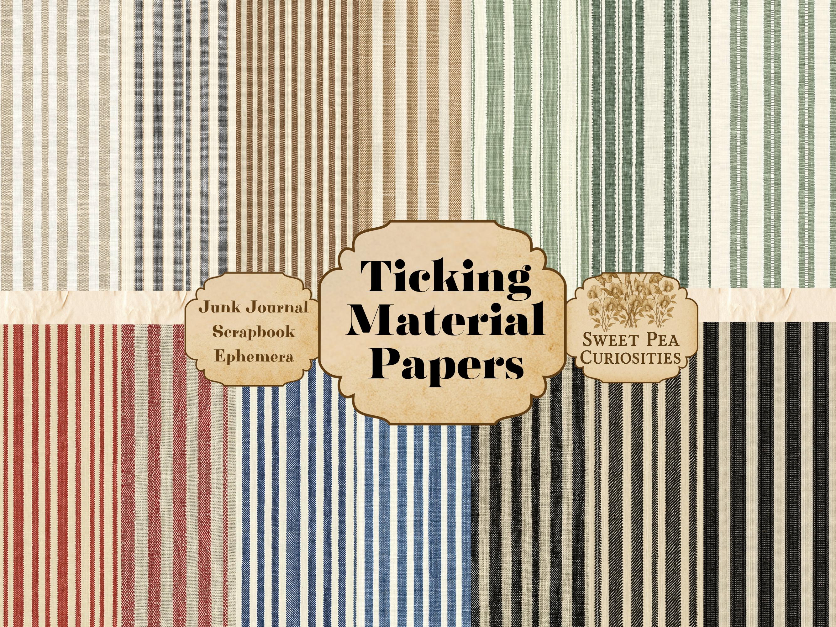 Ticking Material, Papers, Digital, Download, Printable, Junk Journal ...