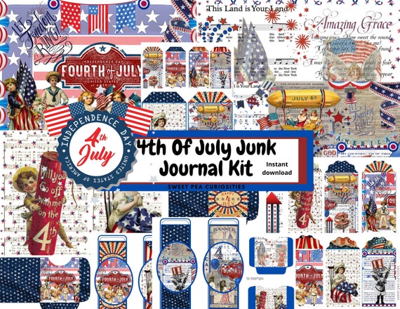 Junk journal kit 4th of July Junk journal ephemera Junk | Etsy