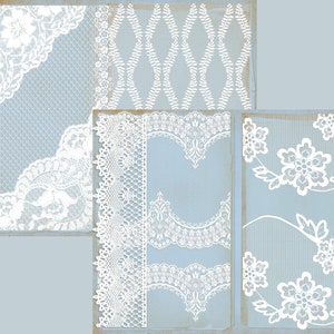 Soft Blue Lace, Printable, Digital, Download, Junk Journal, Collage ...