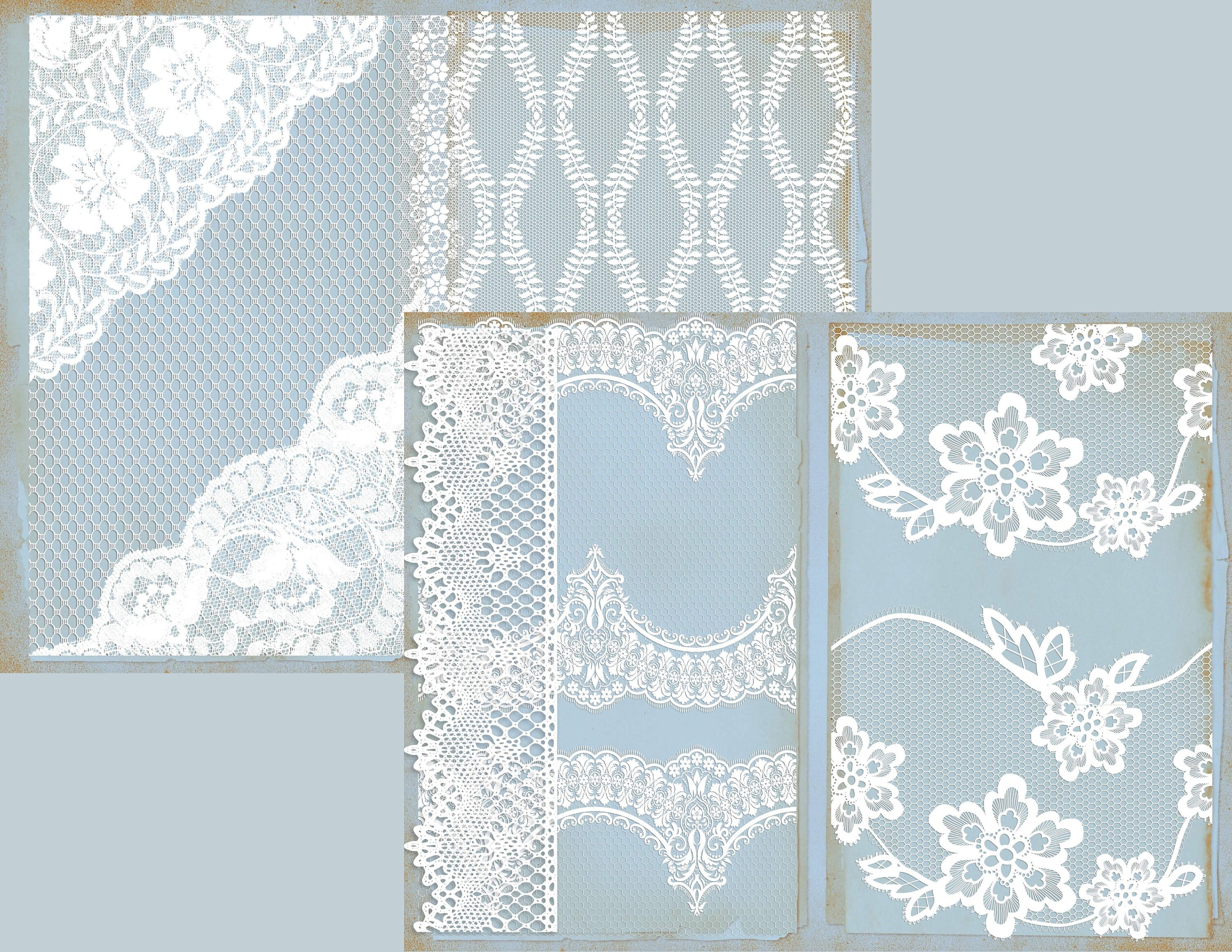 Soft Blue Lace, Printable, Digital, Download, Junk Journal, Collage ...