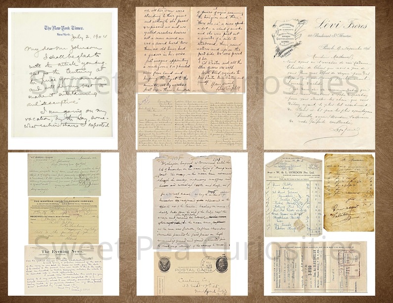84 Vintage, Letters, Telegrams, Junk Journal Ephemera, Junk Journals ...