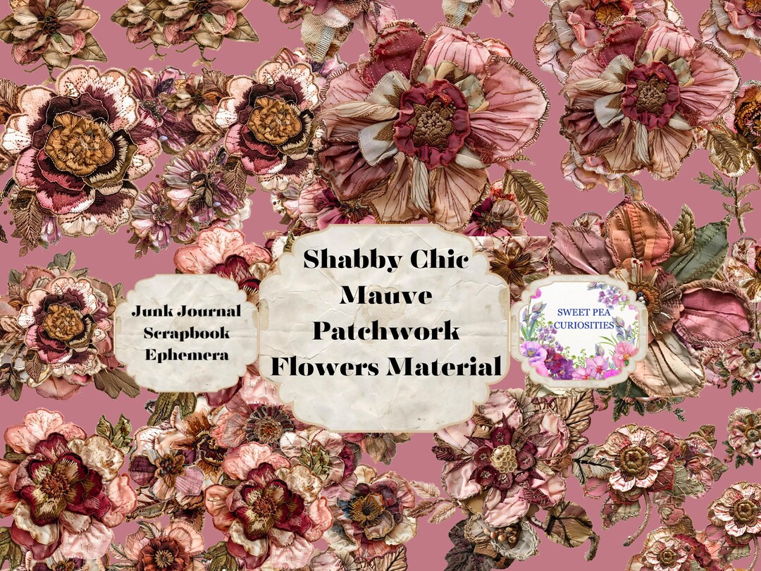 Flowers, Patchwork, Material, Digital, Download, Printable, Junk ...