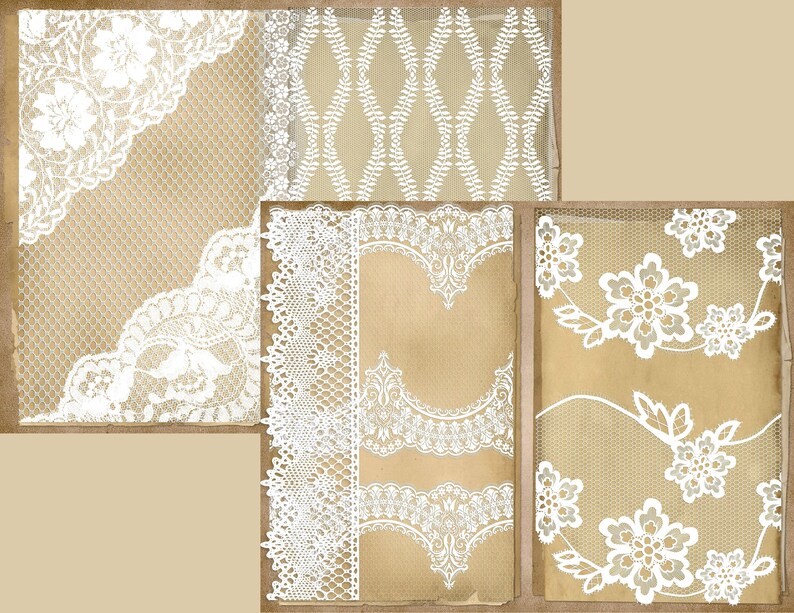 Antique Lace, Printable, Digital, Download, Junk Journal, Collage ...