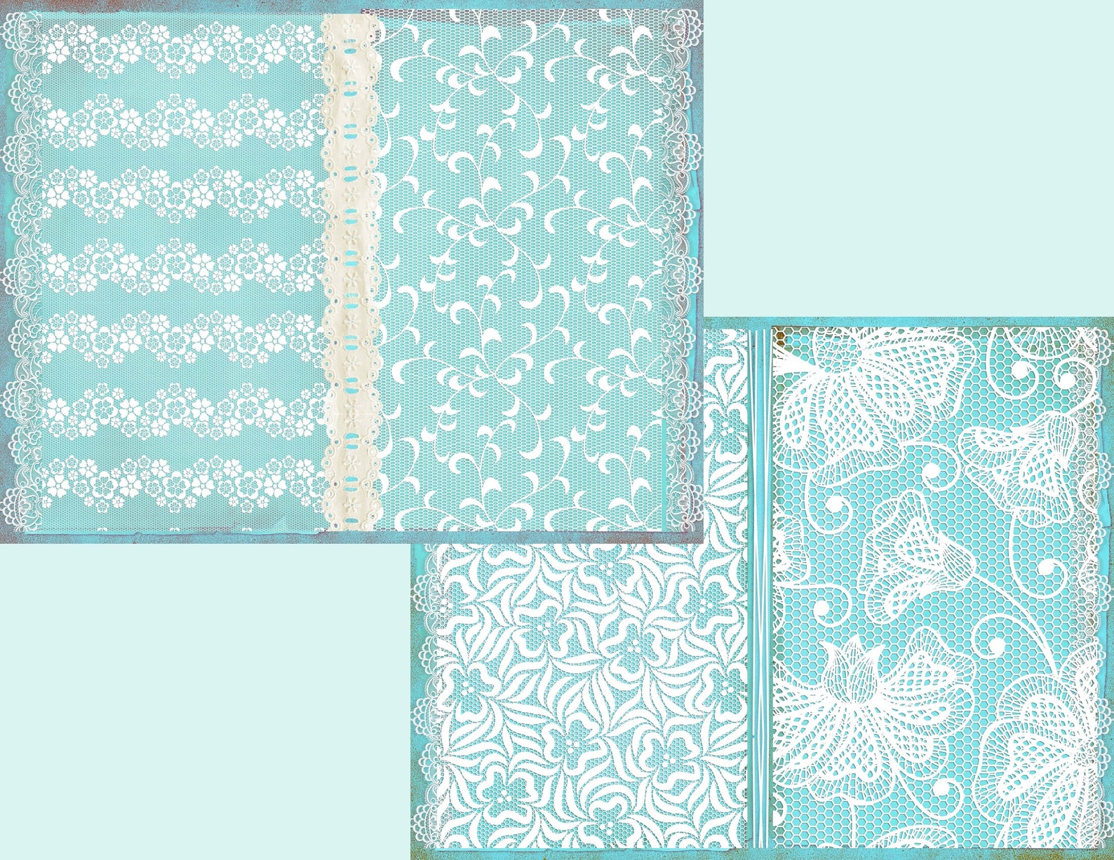 Turquoise Lace Printable Digital Download Junk Journal - Etsy