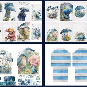 Junk Journal, Printable, Download, Digital, Rain, Embellishments ...