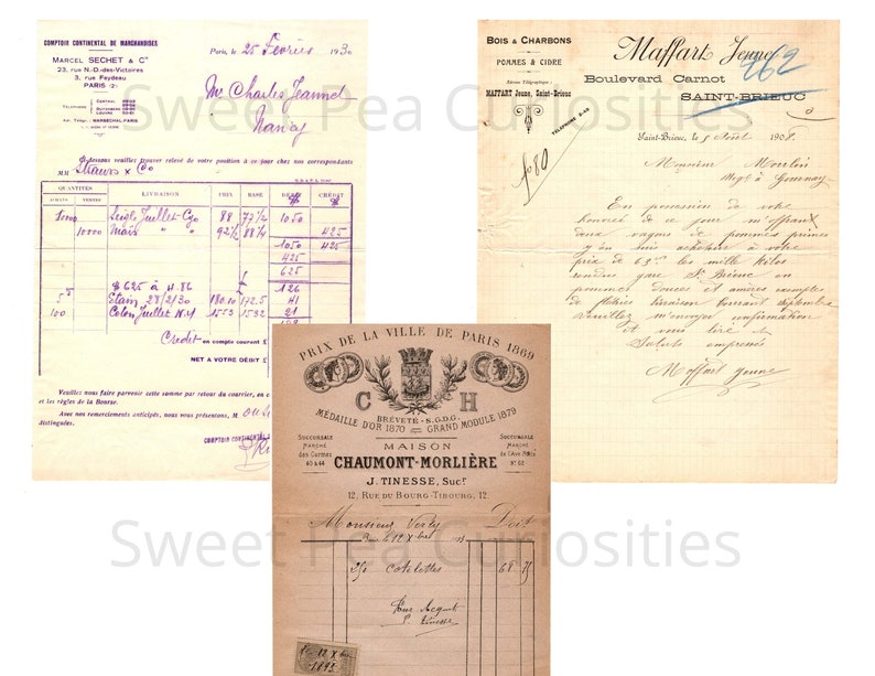 22 French Invoices Receipts Digital Download Junk Journal - Etsy