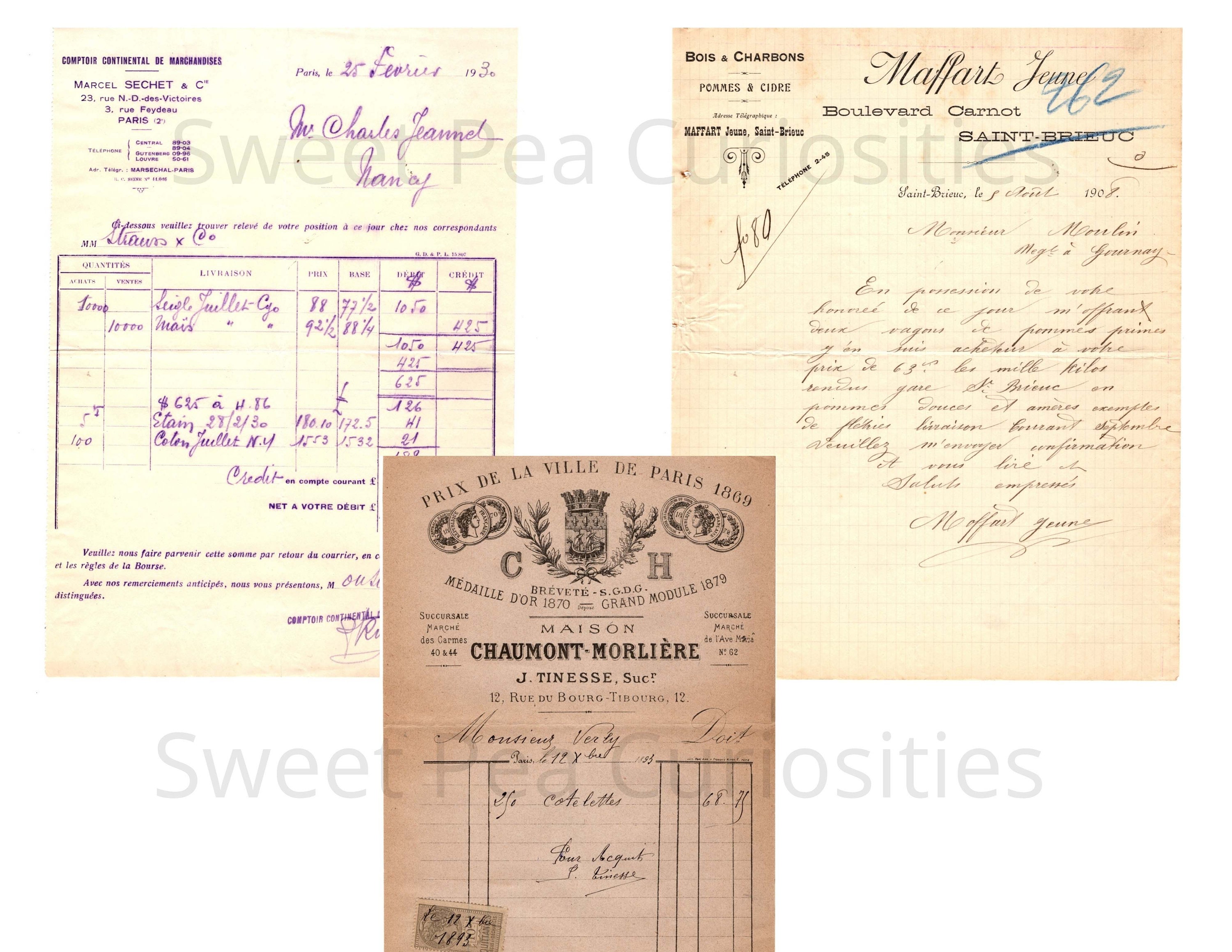 22 French Invoices Receipts Digital Download Junk Journal - Etsy