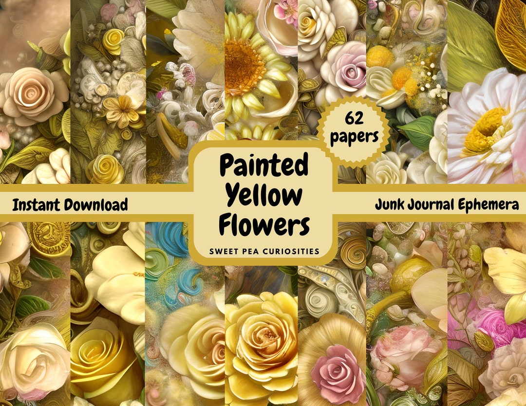 Flowers, Journal, Digital, Download, Printable, Junk Journal Supplies ...
