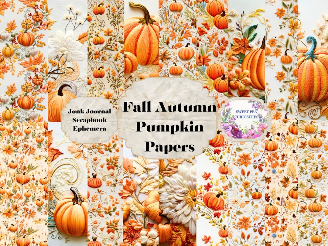 Fall Autumn Pumpkin Papers, Printable,junk Journal, Scrapbooking ...