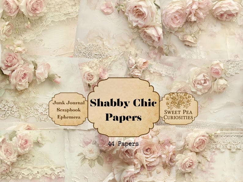 Shabby Chic Blush, Papers, Digital, Download, Printable, Junk Journal ...