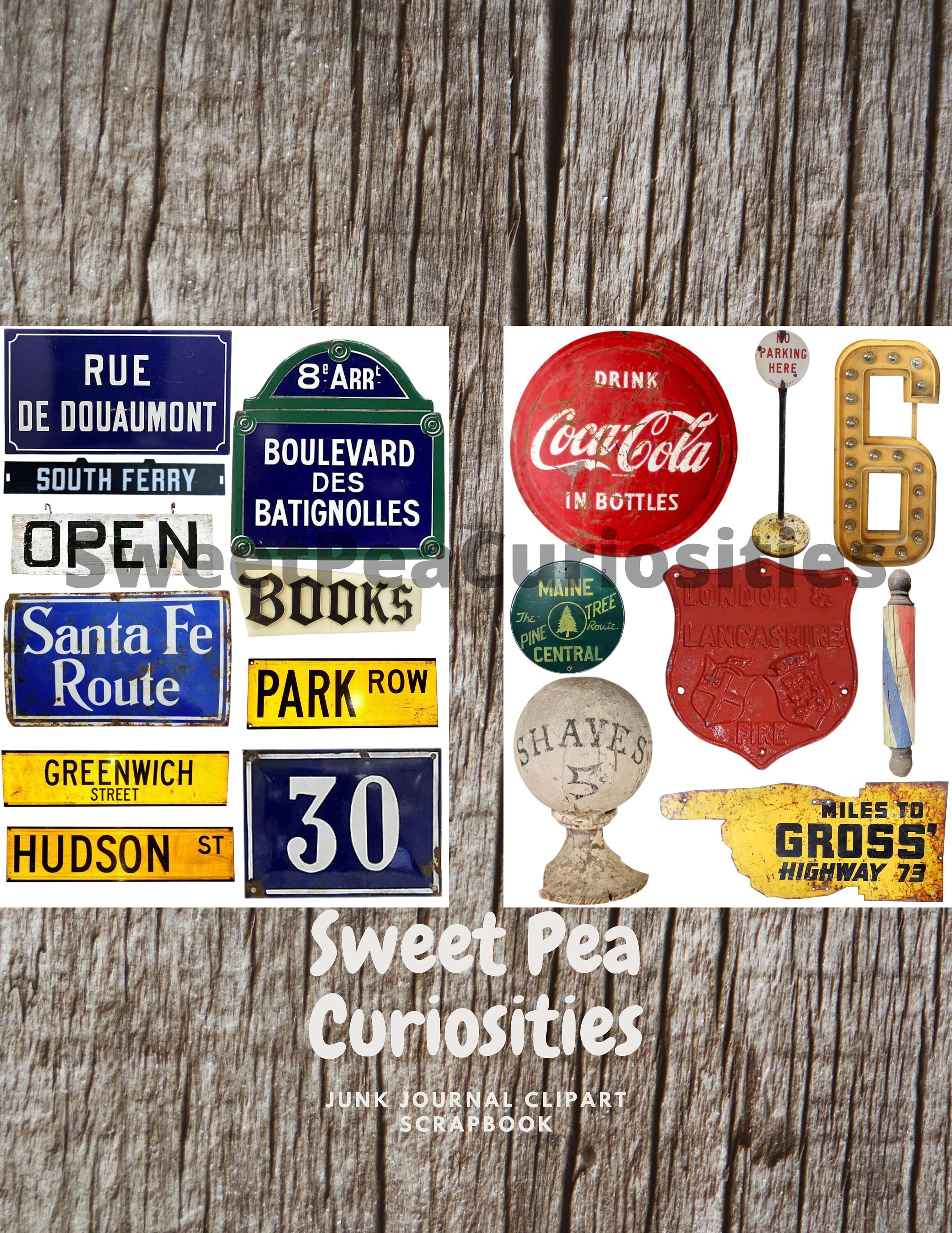 Junk Journal, Vintage Signs, Junk Journal Kit, Scrapbook, Mixed Media ...