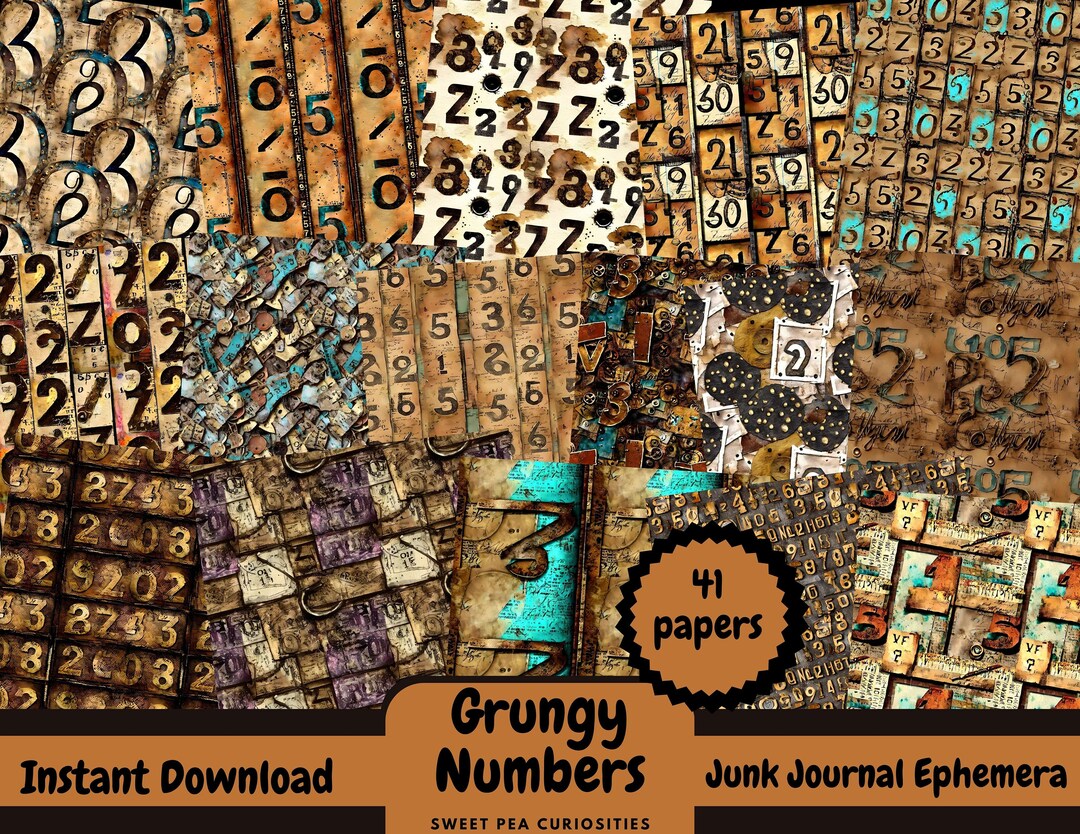 Junk Journal, Printable, Download, Digital, Papers, Numbers, Junk ...