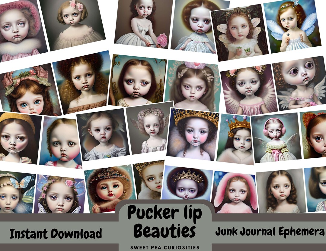 Junk Journal, Printable, Download, Digital, Papers, Cute Pucker Lip ...