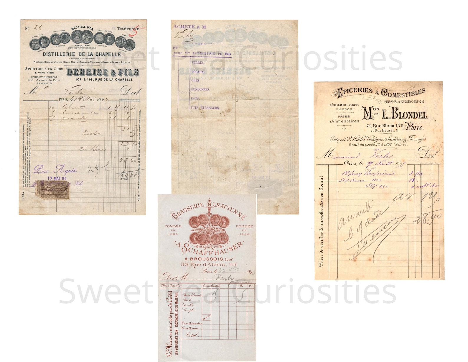 22 French Invoices Receipts Digital Download Junk Journal - Etsy