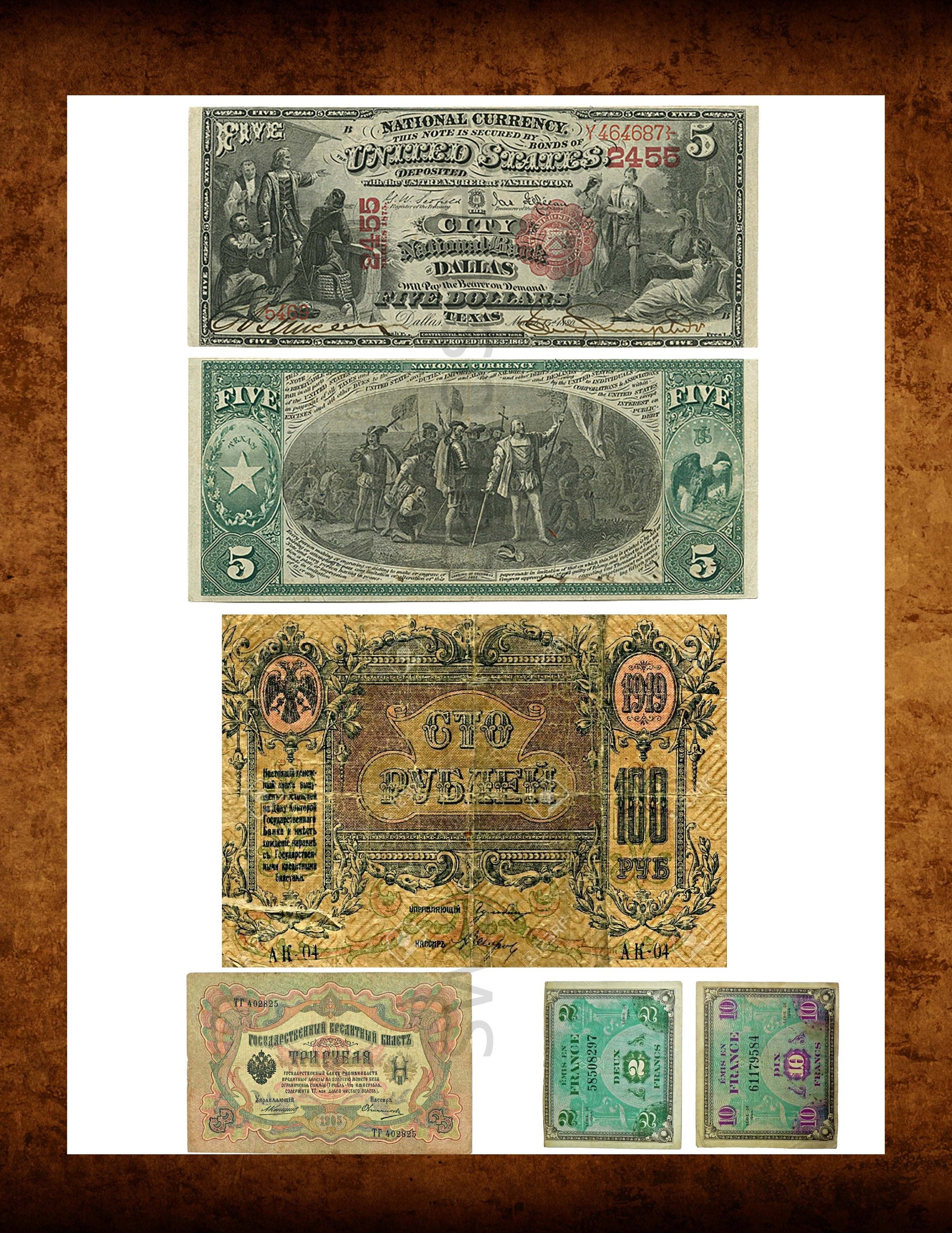 Bank Notes, Collage Paper, Junk Journal, Mixed Media, Ephemera, Digital ...