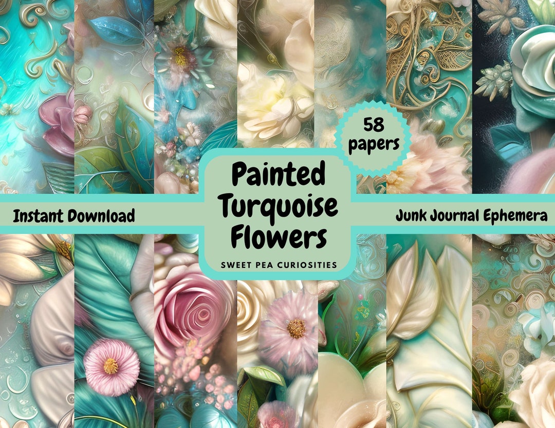 Flowers, Journal, Digital, Download, Printable, Junk Journal Supplies ...