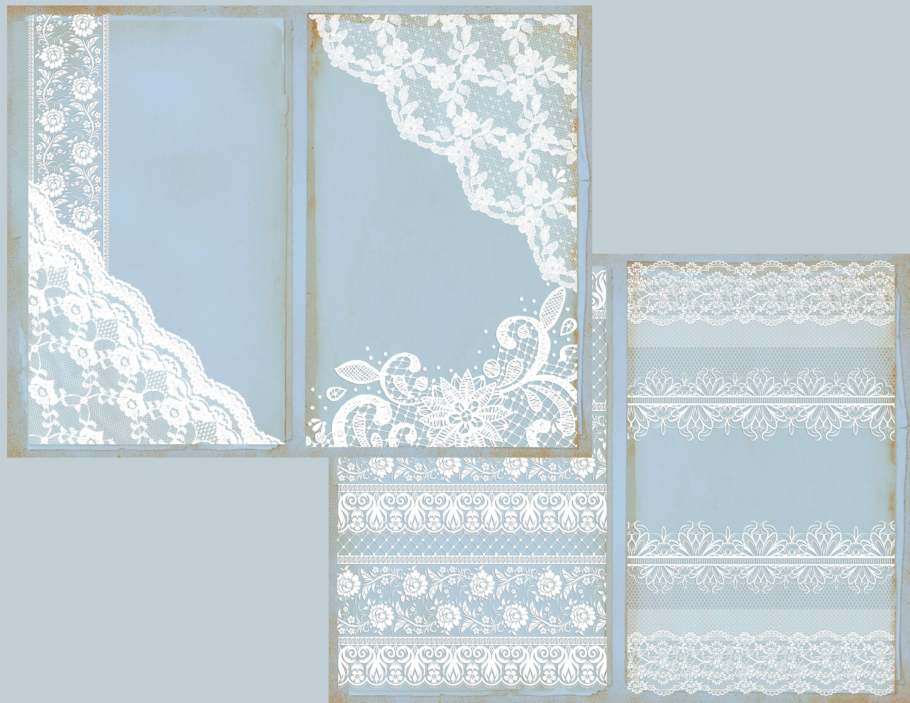 Soft Blue Lace, Printable, Digital, Download, Junk Journal, Collage ...