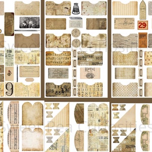 9, Vintage,paper, File Folders, Pockets, Tags, Kit, Digital, Download ...