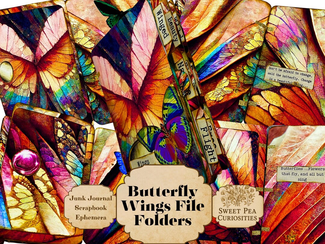 Butterfly, Folders, Junk Journal, Digital, Download, Printable ...