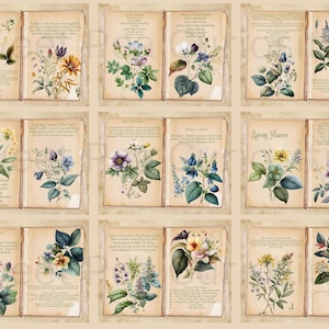 Flower Book, Digital, Download, Printable, Junk Journal, Supplies ...