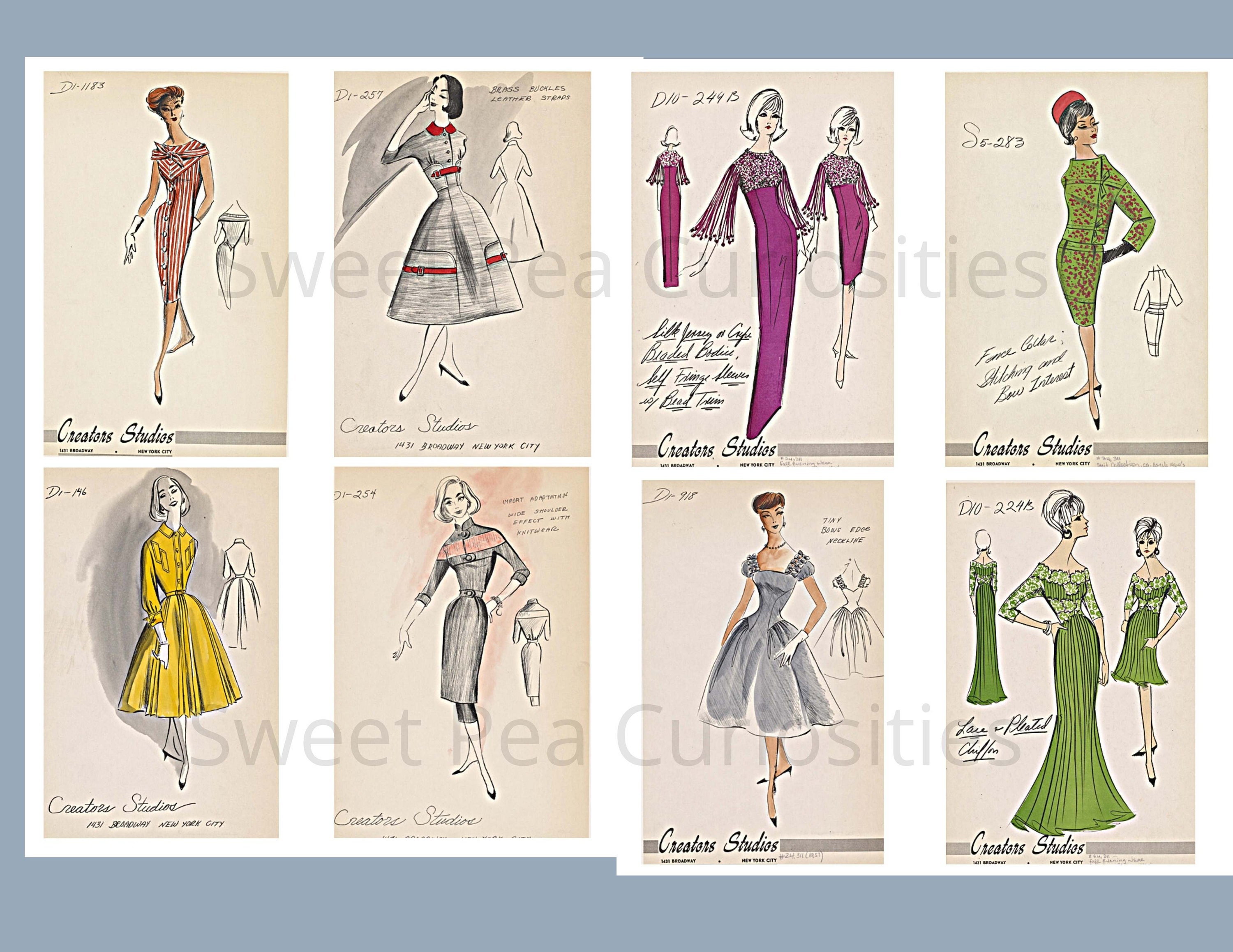 Designer Fashion Cards Set 2, Vintage, Download, Printable, Digital ...