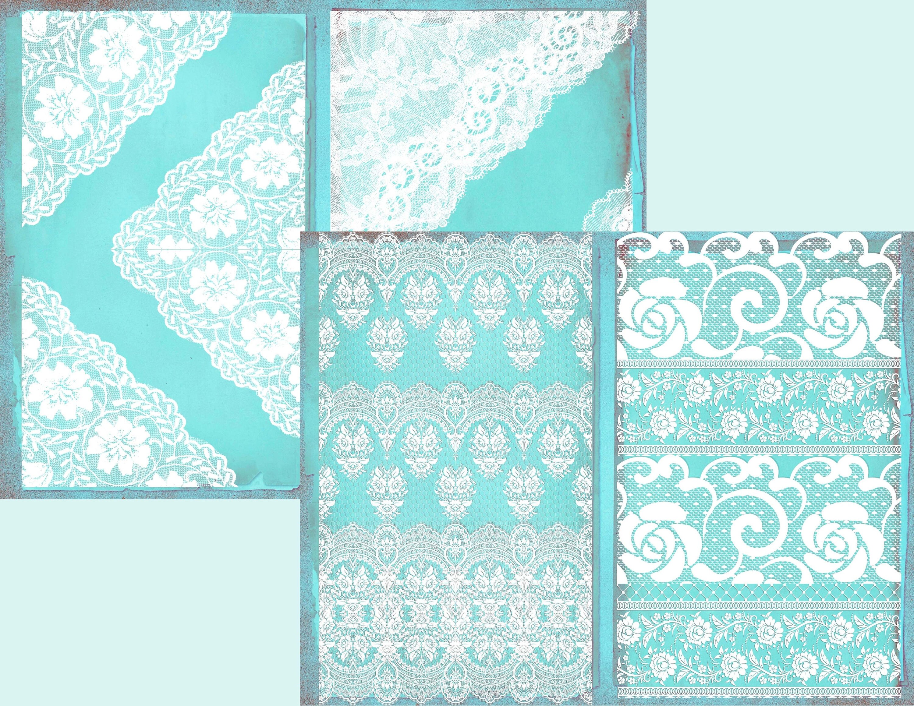 Turquoise Lace Printable Digital Download Junk Journal - Etsy