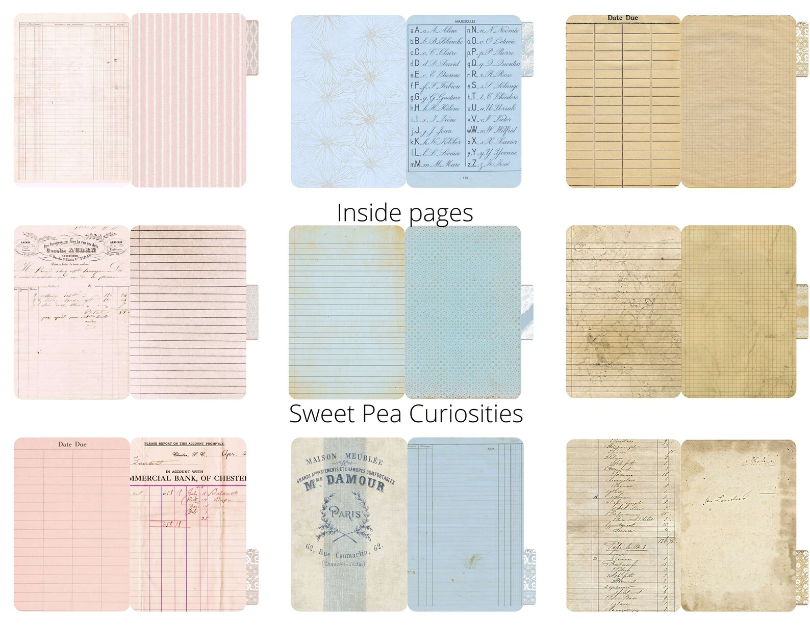 9 Lacepaper File Folders Pockets Tags Kit Digital - Etsy