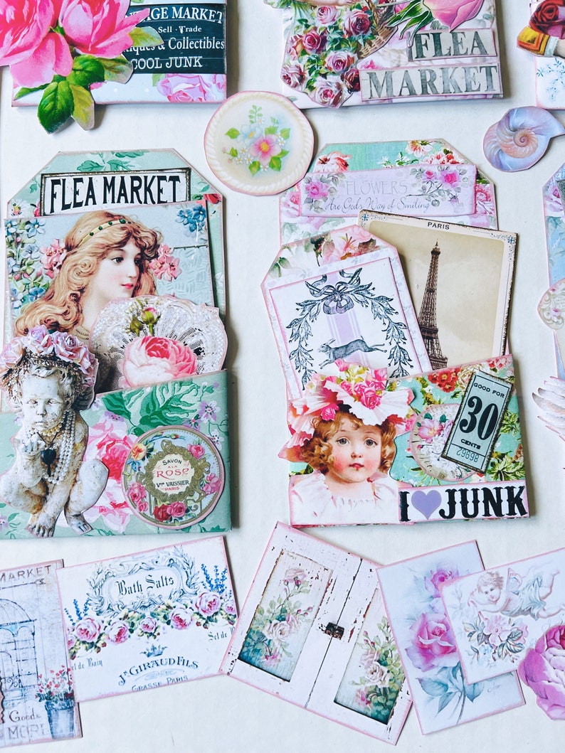 Shabby Chic, Pocket Tags, Loaded Envelope, Junk Journal Kit, Printable ...
