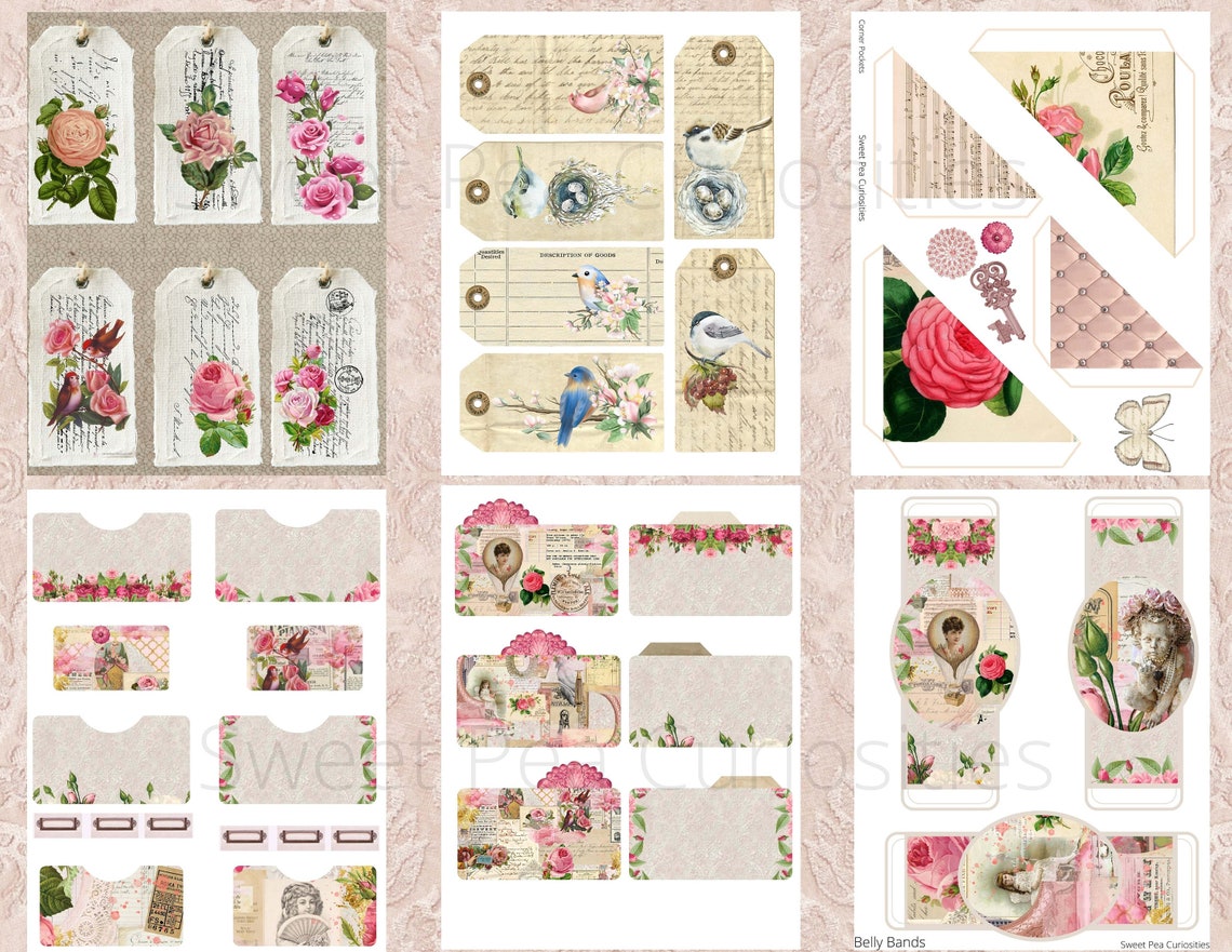 Vintage, Junk Journal Kit, Ephemera, Collage, Digital, Download ...