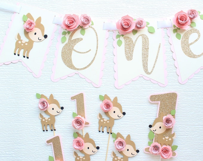 Woodland Deer Highchair Banner One Deerful Banner Woodland | Etsy