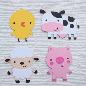Set of 4 Farm Animal Cutouts, Farm Animals Birthday Decorations - Etsy